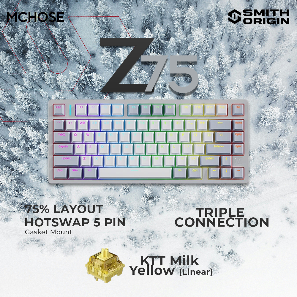 Jual MCHOSE Z75 Aluminium Alloy Wireless Hotswap Gasket RGB Mechanical Keyboard | Shopee Indonesia