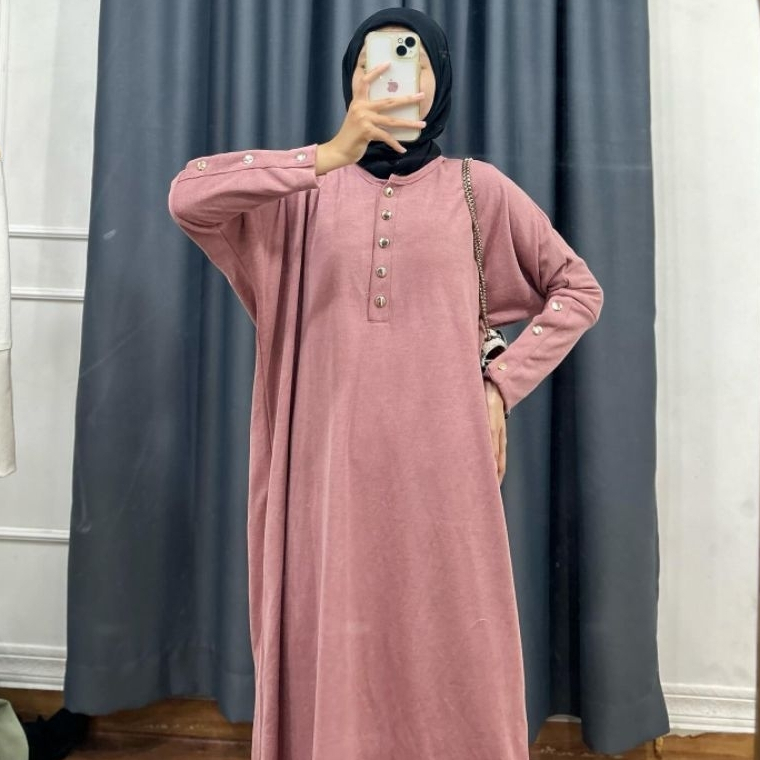 Jual ZHAZHA-Batwing Button Dress Knit | Gamis Inara Knit Premium | Abaya Knit | Abaya Batwing ...