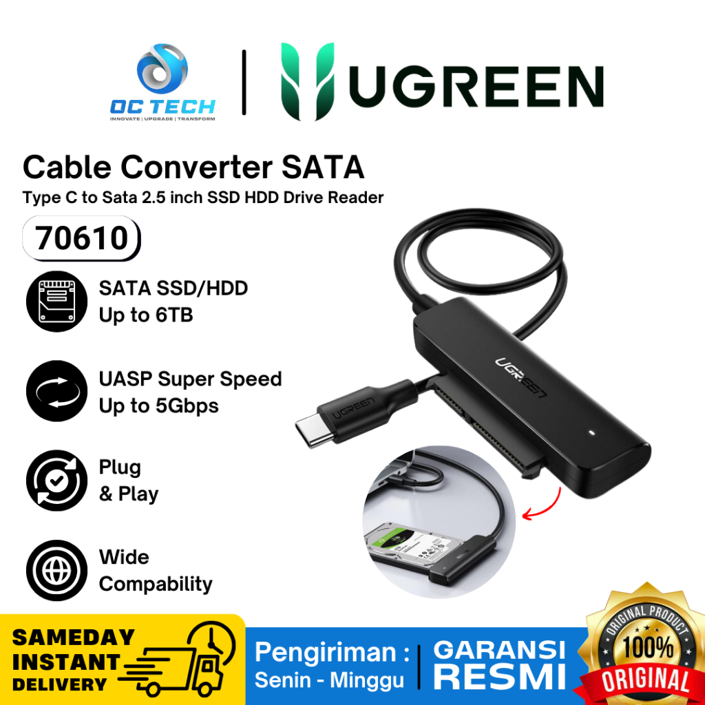 Jual Kabel Type C to SATA 2.5" Adapter Type C to SSD HDD 2.5 inch ...