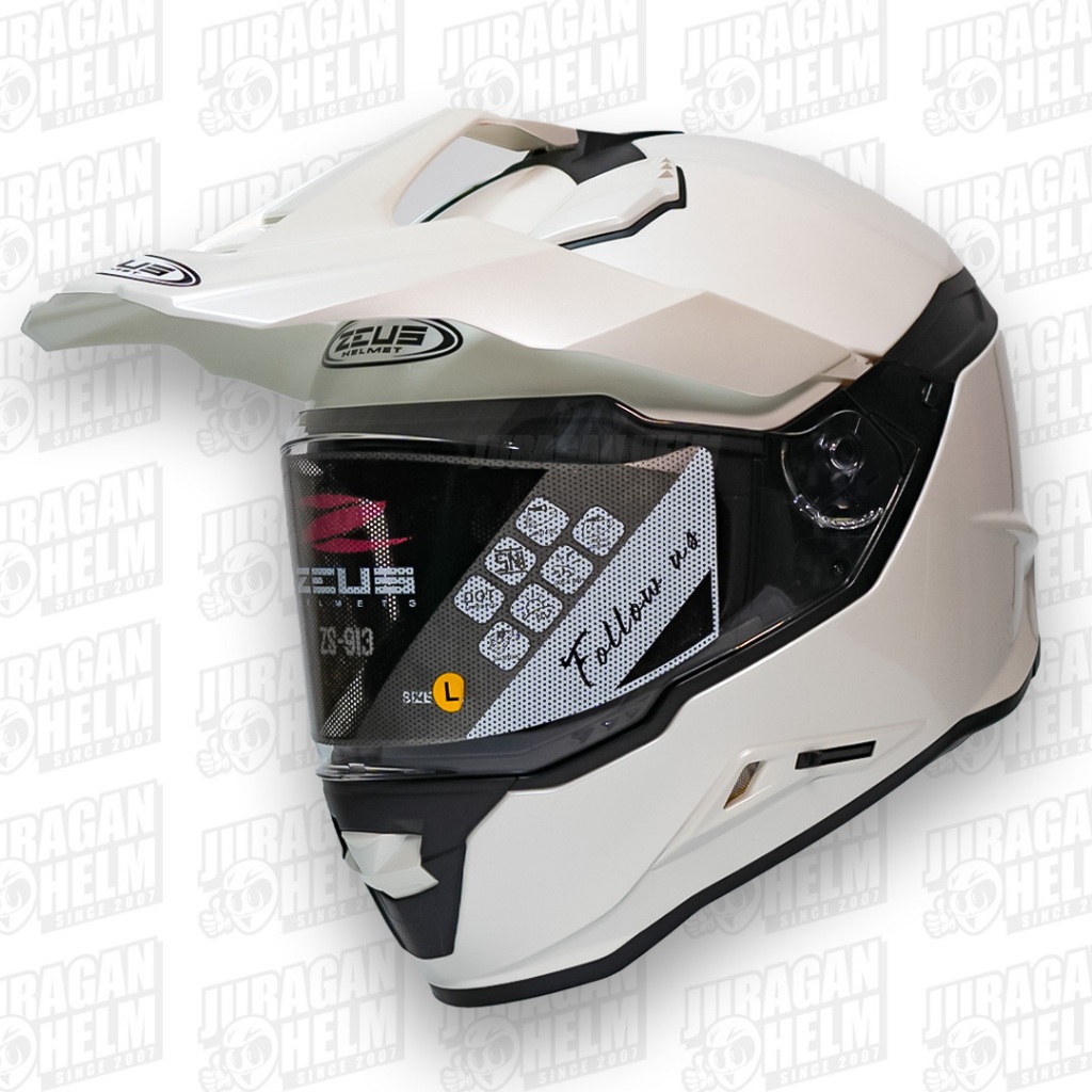 Jual Helm Zeus ZS913 PEARL WHITE - Fullface Double visor | Shopee Indonesia
