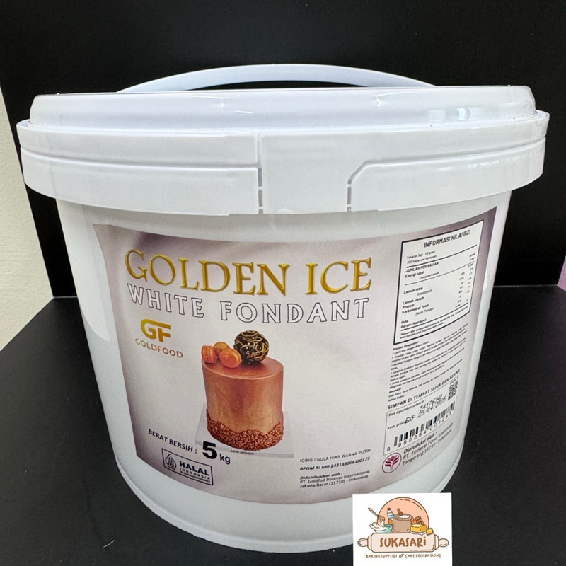 Jual Golden Ice Icing Fondant White 5kg pail putih Fondan Gula dekorasi ...