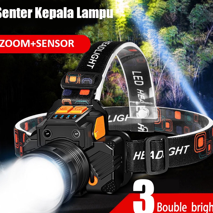 Jual Jual Senter Kepala Led T9 Zoom Superlampu Depan Tahan Air Sensor GerakLED Senter Super ...