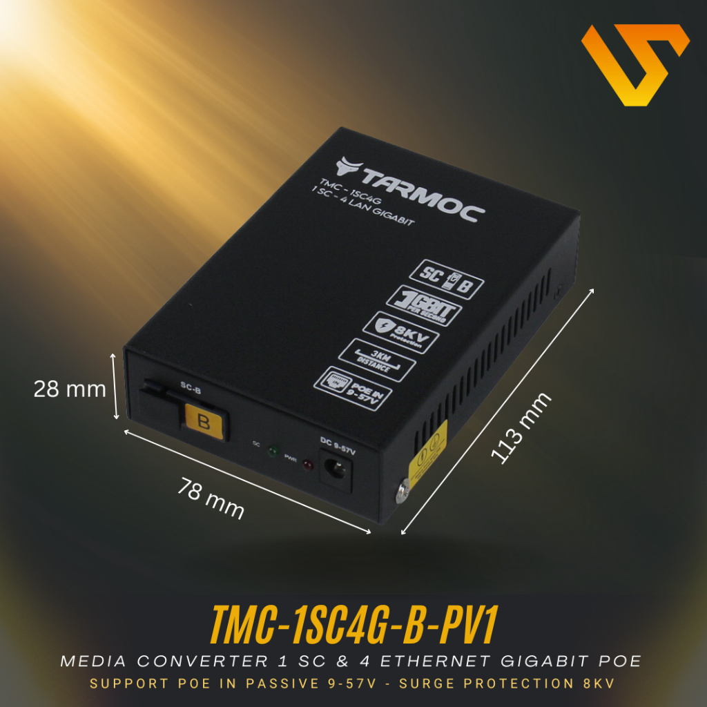 Jual Tarmoc TMC-1SC4G-P-B-V1 | Media Converter Switch 1SC 4LAN / 1 SC 4 ...