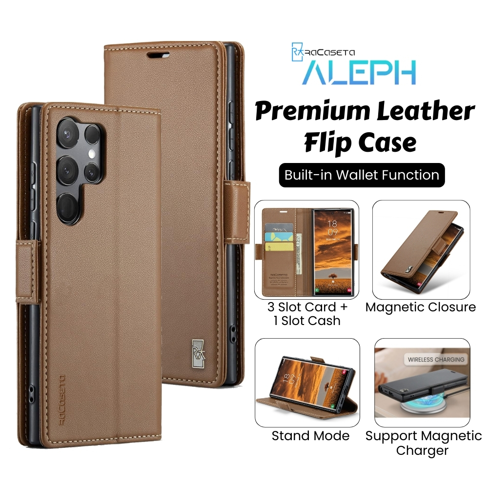 Jual raCaseta ALEPH Flip Case untuk Samsung Galaxy S25 Ultra Edge Plus FE S24 S23 S22 5G Leather ...