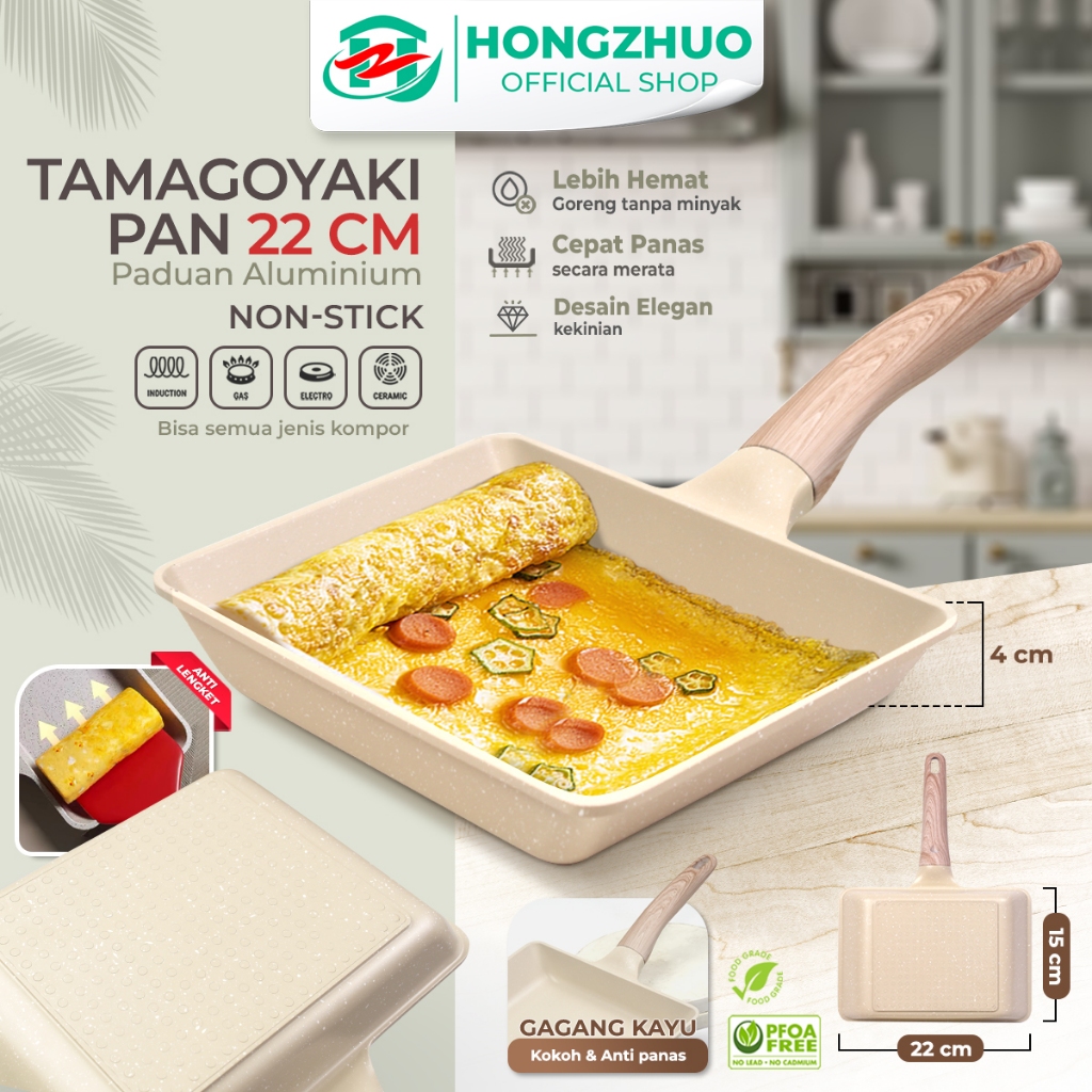 Jual Hongzhuo White Granite Tamagoyaki pan penggorengan telur anti ...