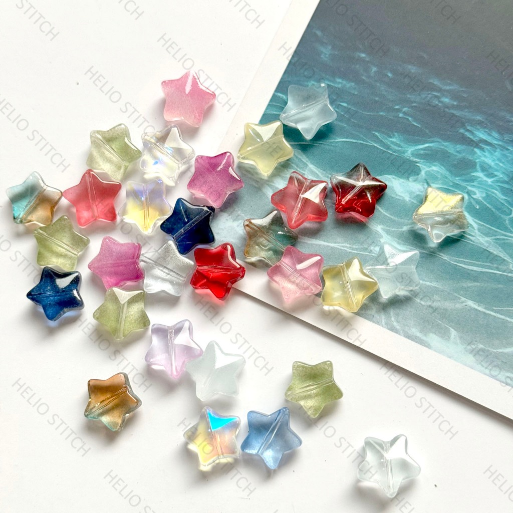 Jual 10 PCS Manik-manik Kaca Genuine Glass Beads - Bintang Flat ...