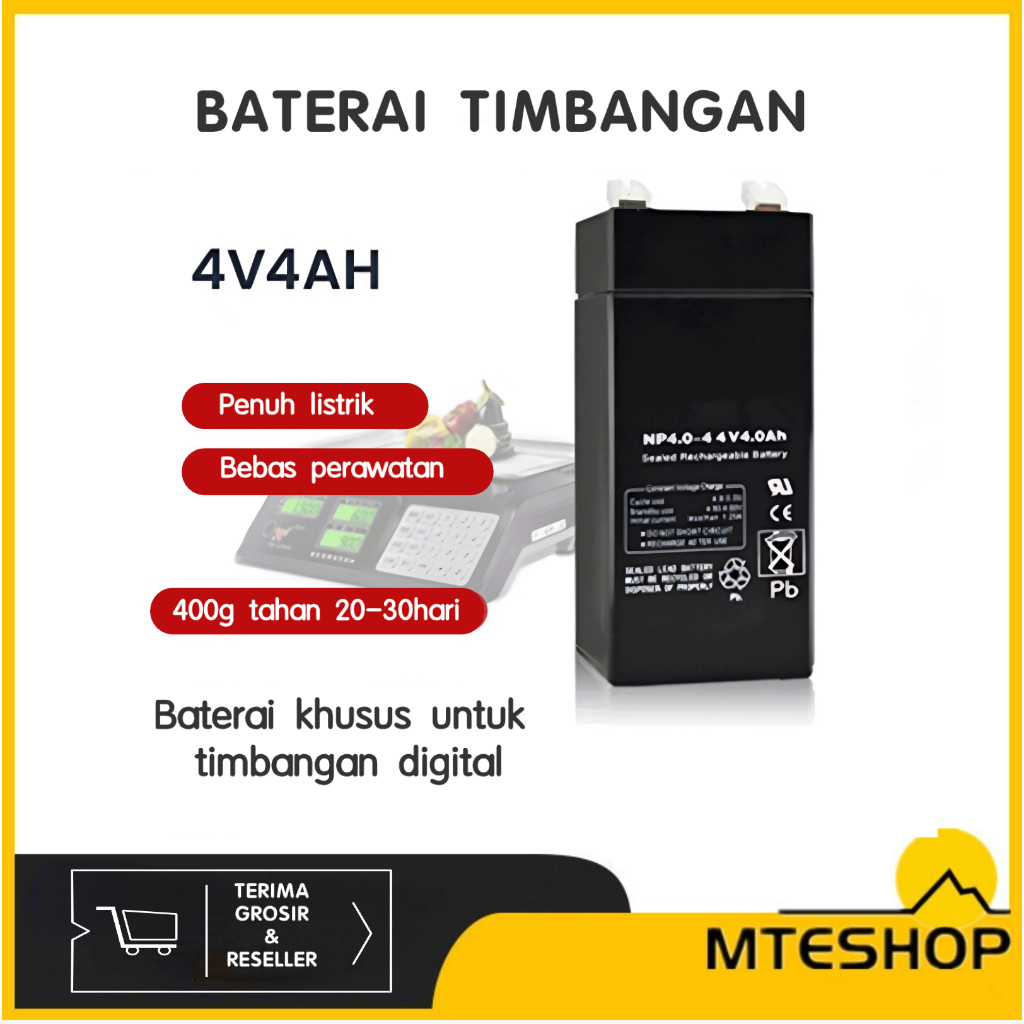 Jual MTE BATERAI AKI 4V 4AH / Baterai Timbangan Digital | Shopee Indonesia