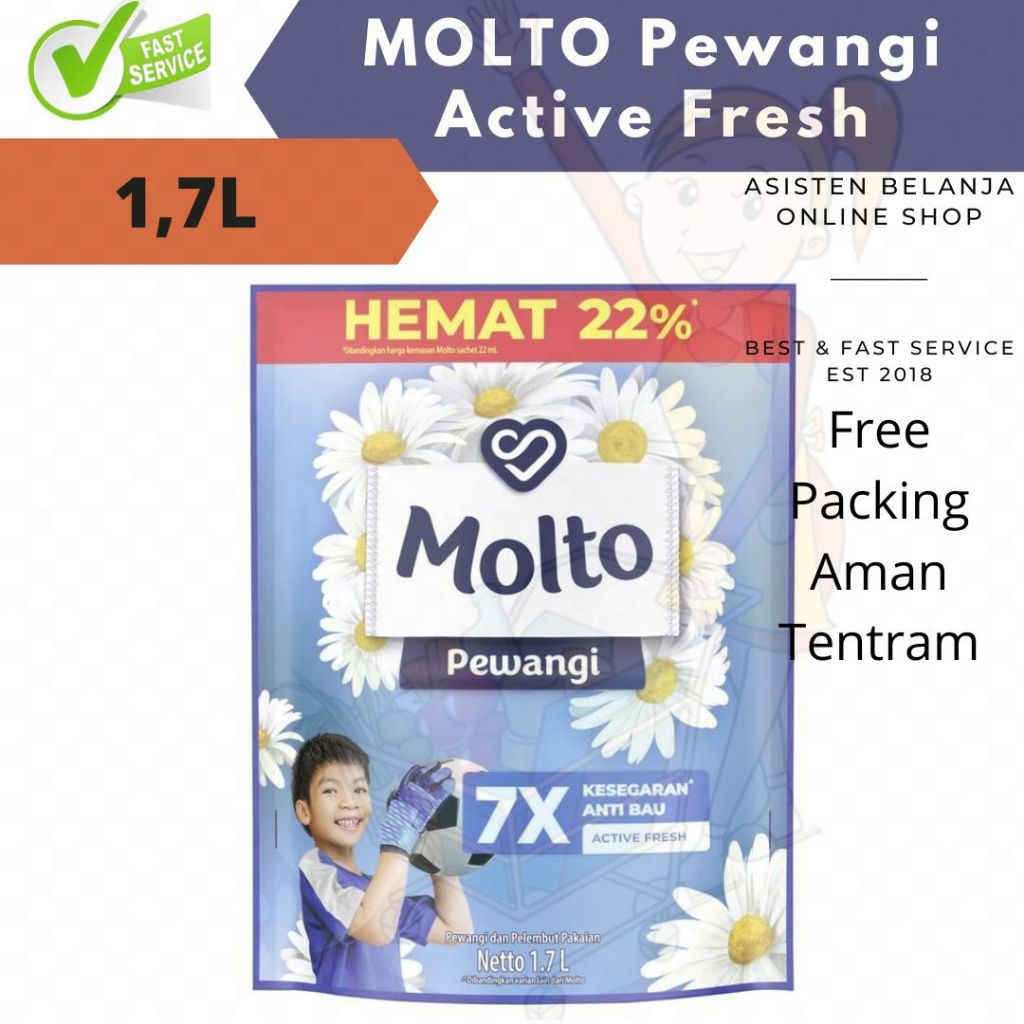 Jual Molto Softener Active Fresh 1700 ml 1700ml 1,7 Liter 1.7L Pewangi Baju Soft floral bliss ...