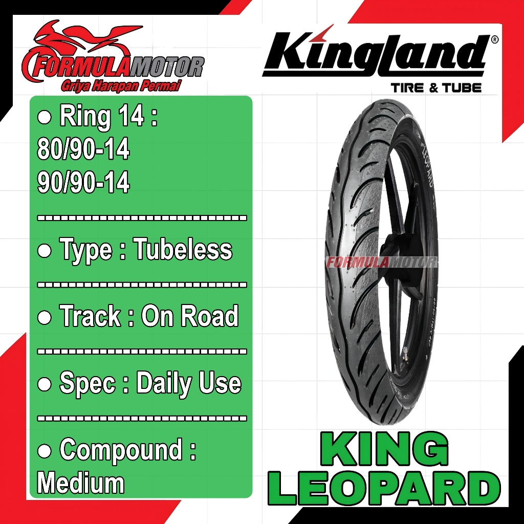 Jual Kingland King Leopard Ring 14 Tubeless All Size - Ban Tubles Motor ...