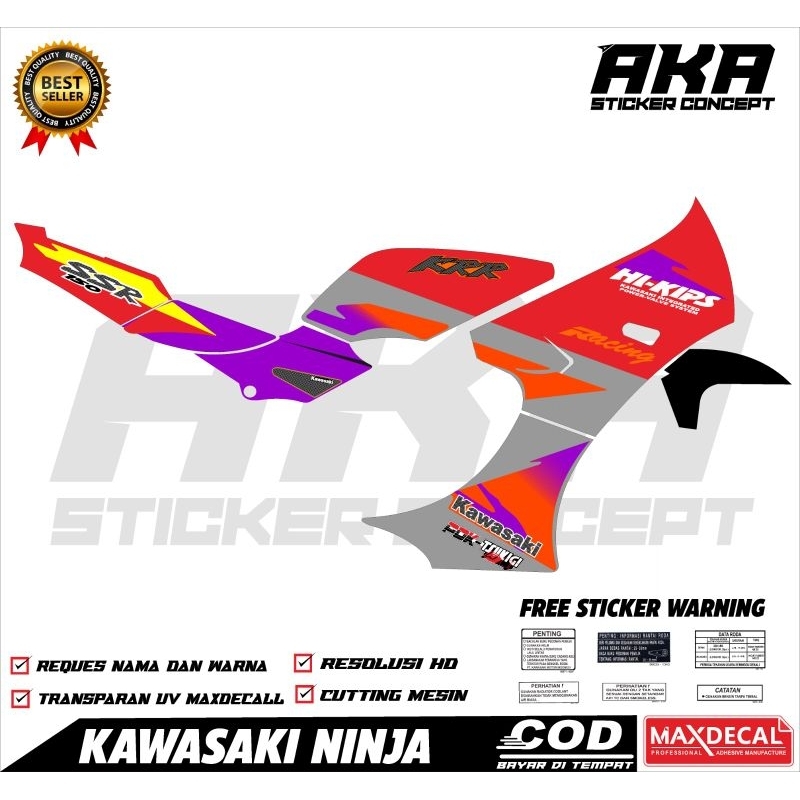 Jual Sticker Striping Kawasaki Ninja KRR SSR merah transparan bisa ...