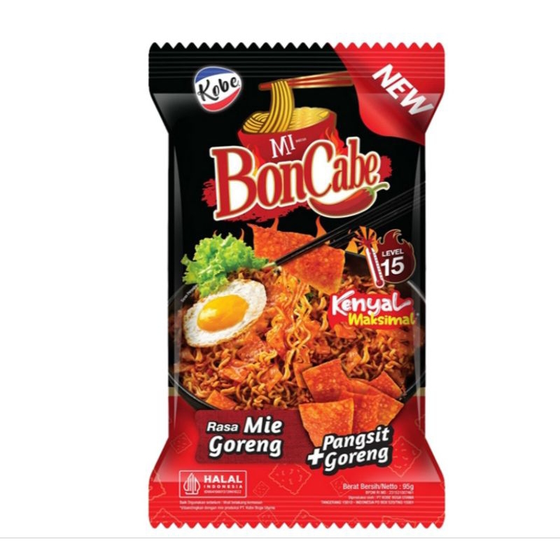 Jual Kobe Mi instan BonCabe bon cabe Level 15 kemasan baru | Shopee ...