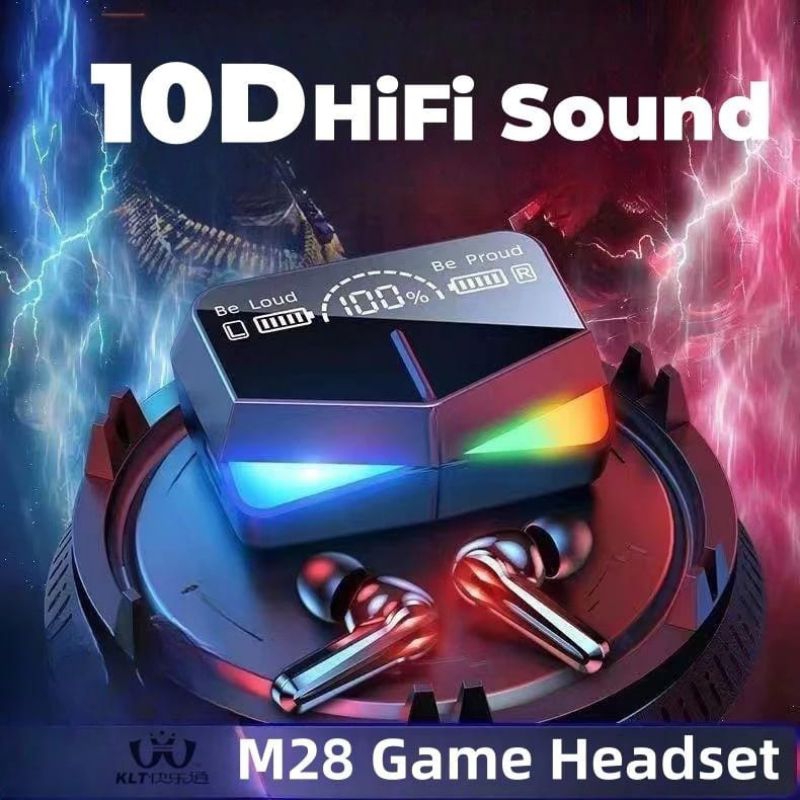 Jual TWS M28 Wireless Bluetooth 5.3 Gaming Headsets HD Mirror With LED ...