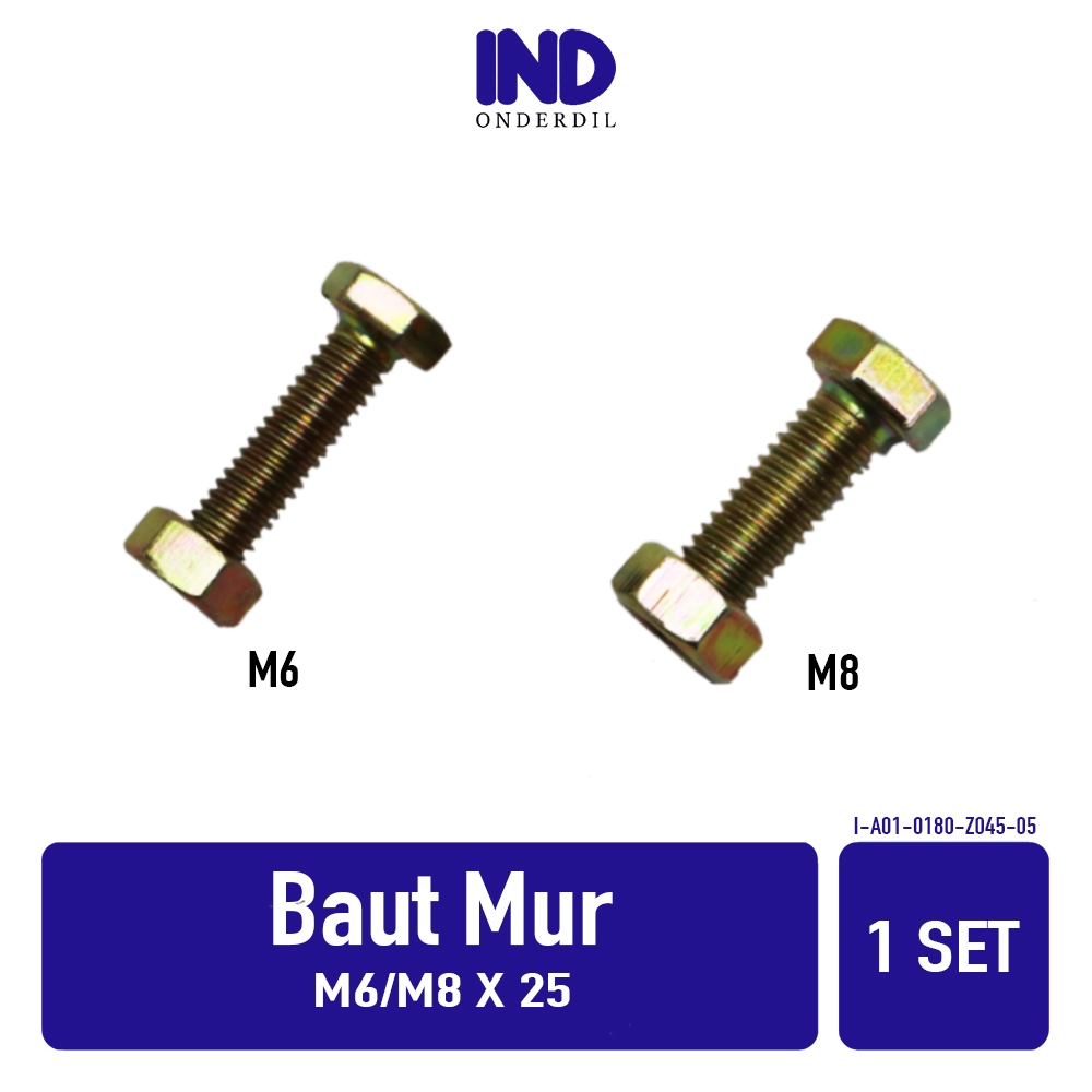 Jual Baut Mur M6x25 M8x25 M6 M8 x 25 8x25 M 8 6 Baud Nut Kuning Kunci 10 12 | Shopee Indonesia