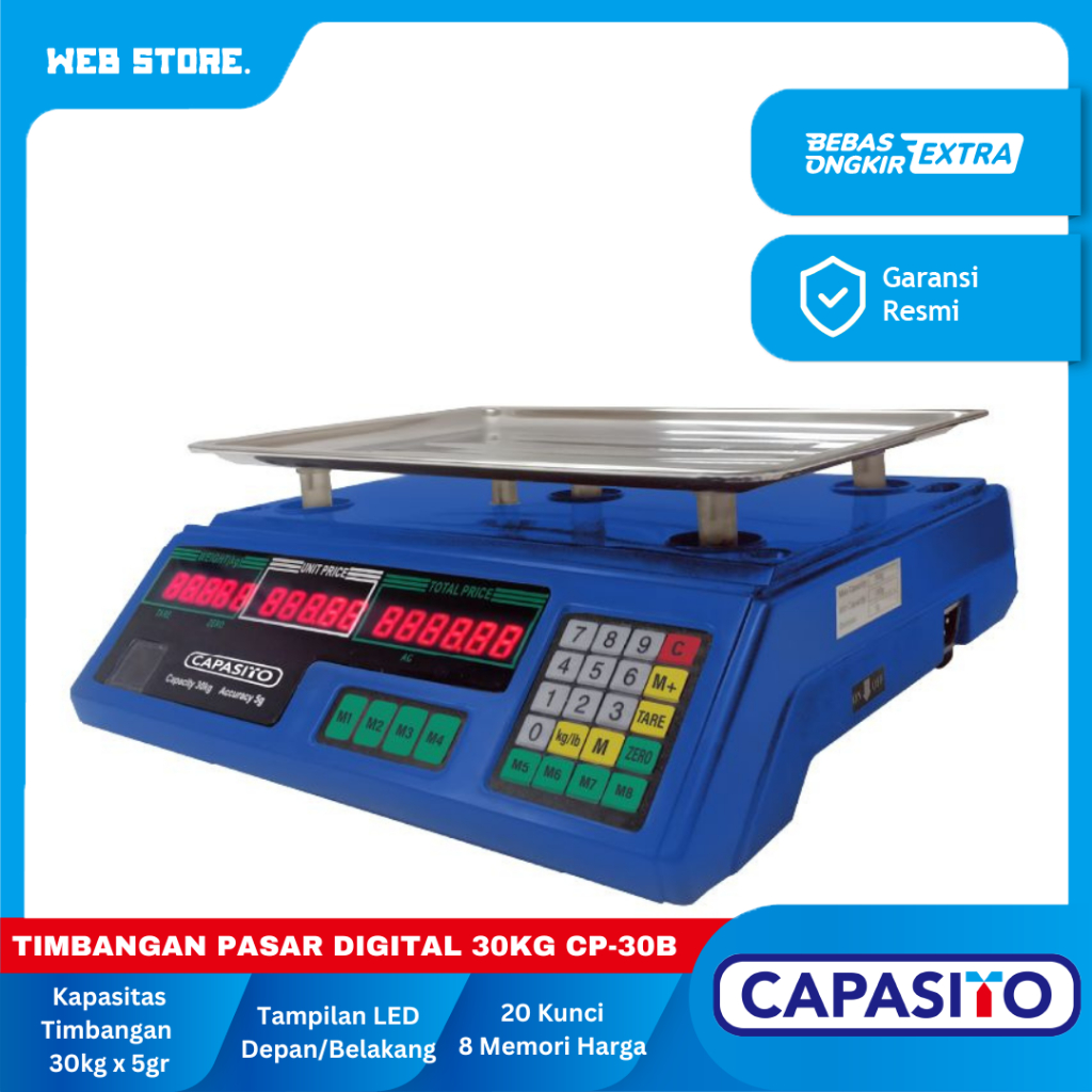 Jual Timbangan Buah 30kg Timbangan Digital 30kg Dapur Laundry Barang Pasar Sembako CP30 CAPASITO ...