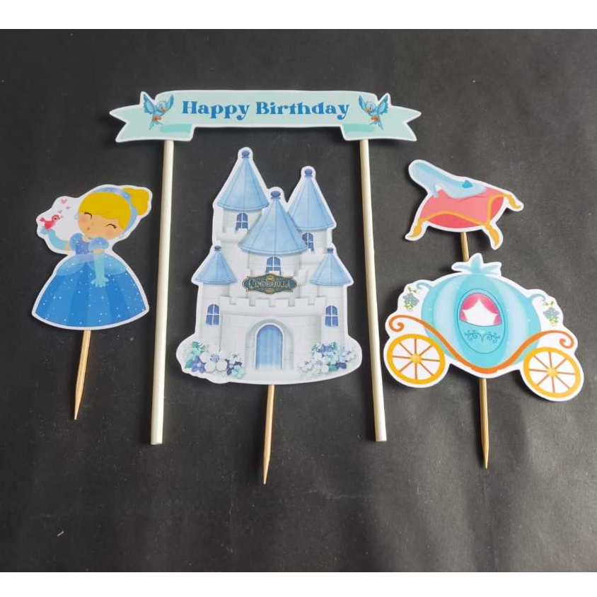 Jual topper cinderella sepatu kaca happy birthday hiasan kue ulang ...
