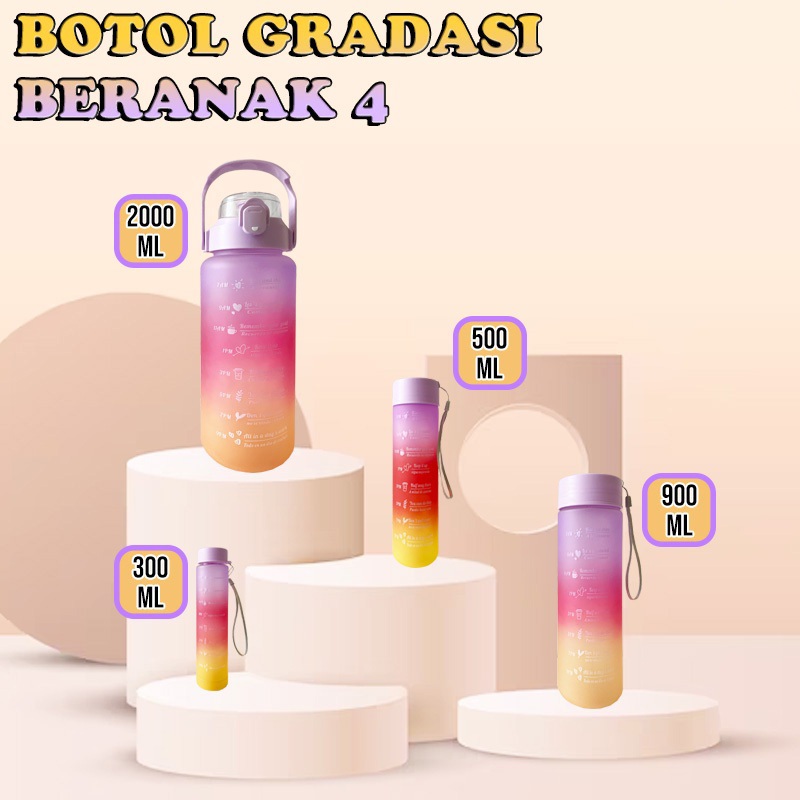 Jual Botol Viral 4in1 Beranak 4 Gradasi 3 Warna 2000mL+900ml+500ml+300ml Free Sticker | Shopee ...