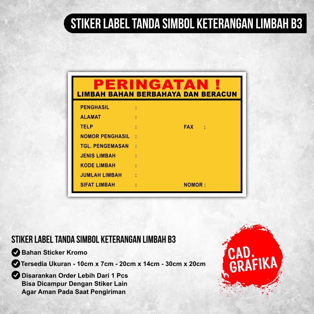Jual Stiker Label Tanda Simbol Keterangan Limbah B3 | Shopee Indonesia
