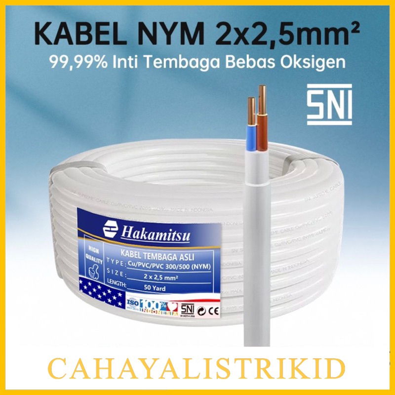 Jual KABEL NYM 2 x 2,5MM 50 YARD FULL / KABEL LISTRIK TEMBAGA MURNI PVC ...