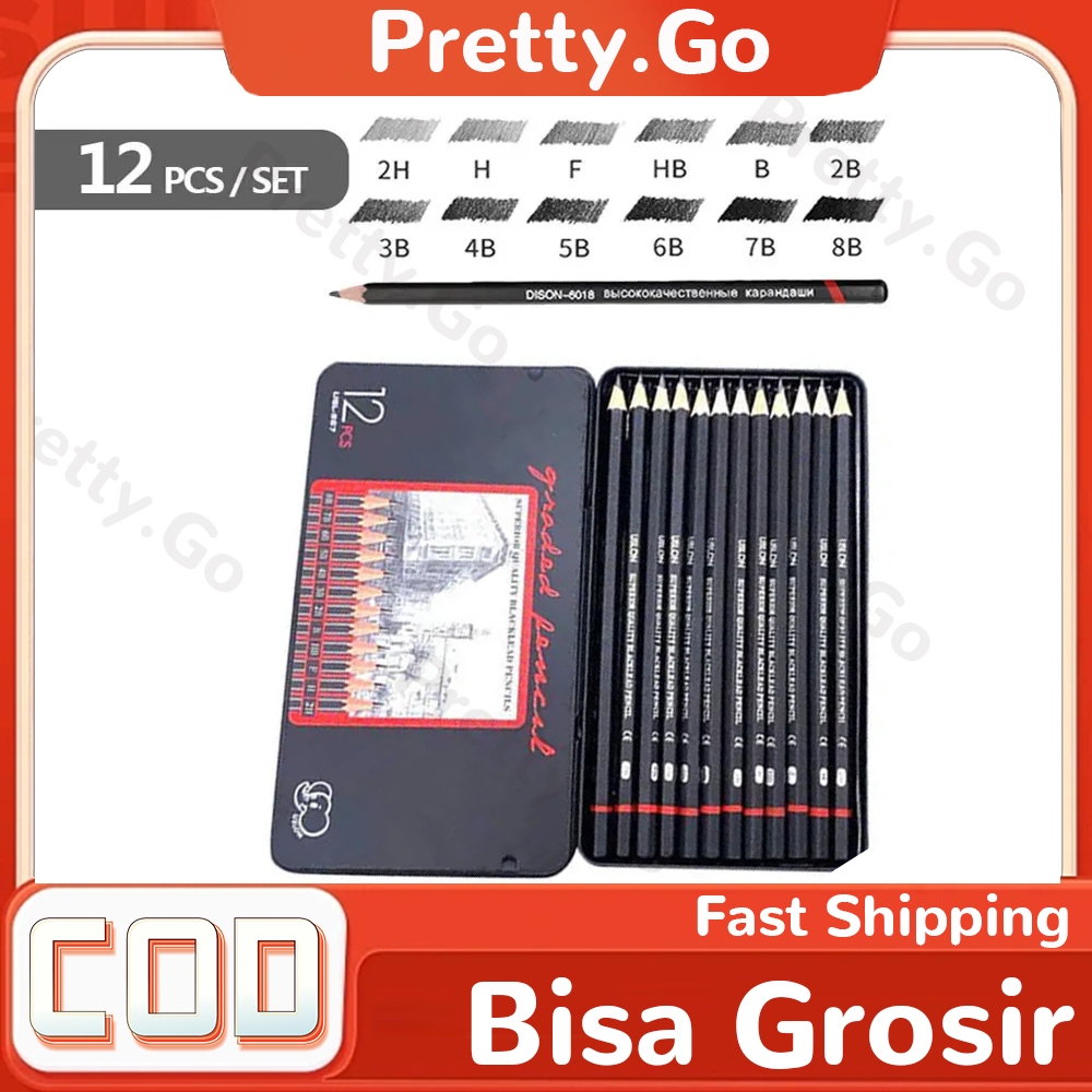 Jual 12 Pcs Pensil gambar sketsa set lengkap 2H H F B HB 2B 3B 4B 5B 6B 7B 8B Charcoal Pencils ...