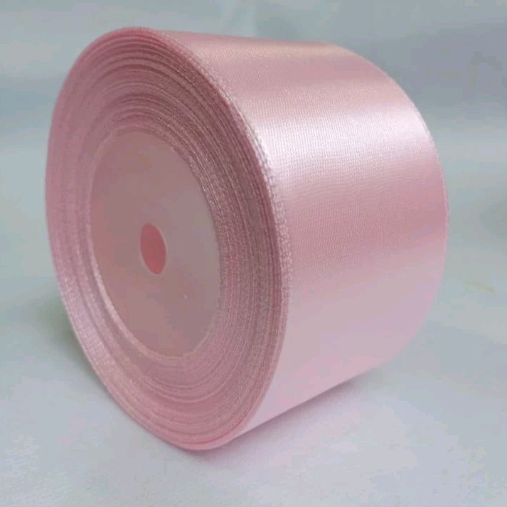 Jual Pita satin pink baby 2 inch / 5 cm Per roll pita satin ping baby ...