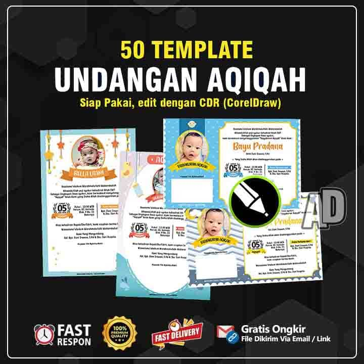 Jual 50 Template Desain Undangan Aqiqah Format Coreldraw CDR Siap Edit ...