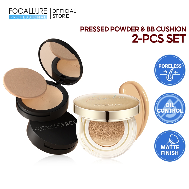 Jual FOCALLURE 2PCS Face Set BB Cushion & Setting Powder Poreless Oil ...
