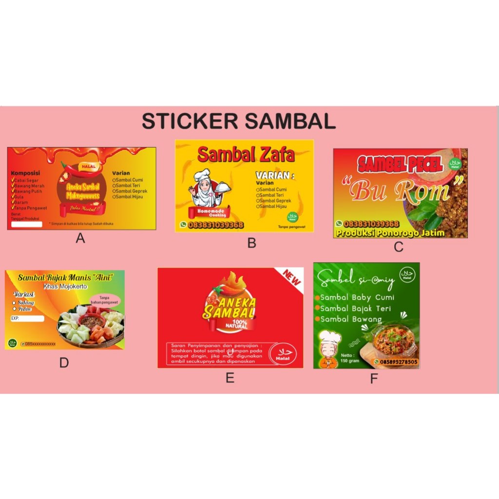 Jual sticker sambal. sticker botol sambal sticker botol sticker makanan ...