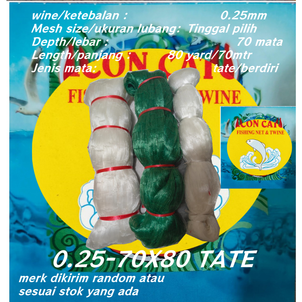 Jual JARING IKAN / JARING PUTIH SENAR 025 70x80 TATE ( UKURAN LUBANG ...