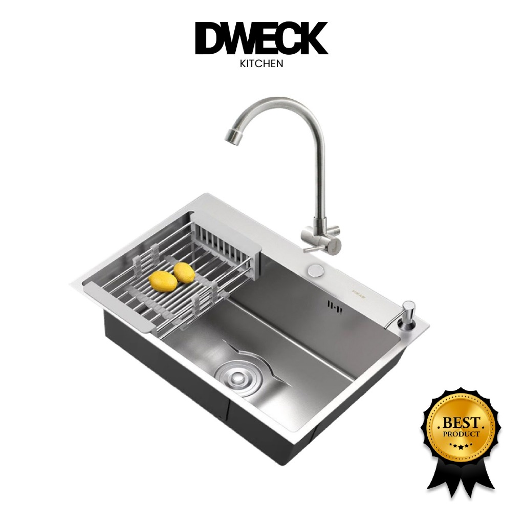 Jual DWECK - Kitchen Sink Silver Stainless 304 1 Lubang Besar Paket ...