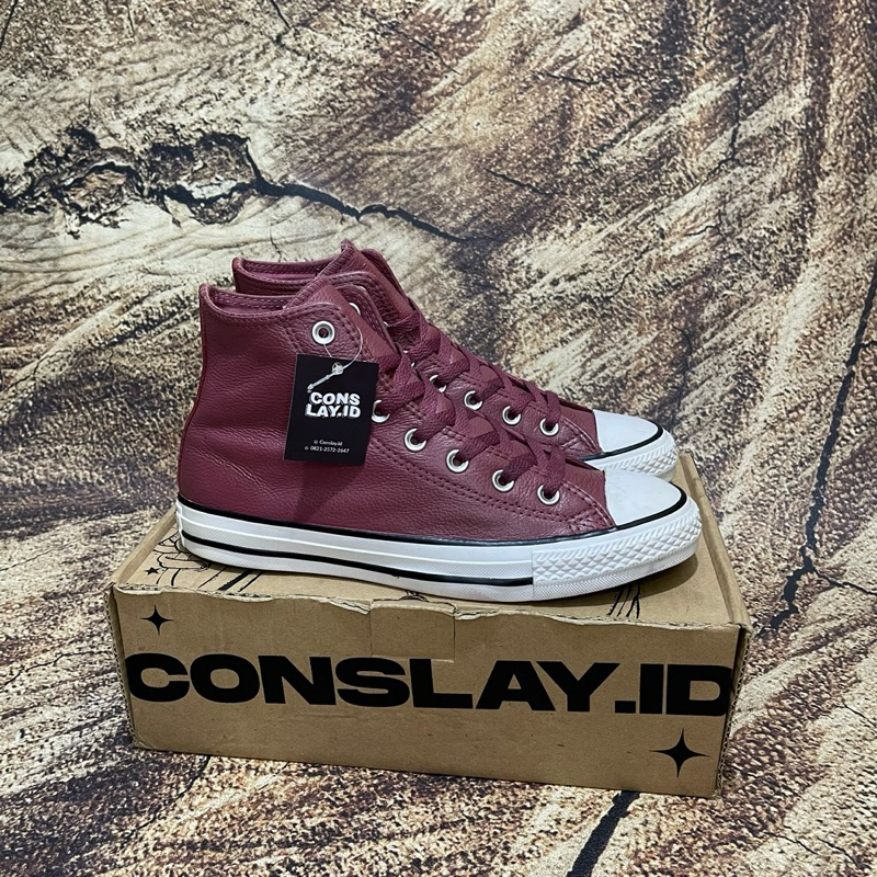 Jual Converse CT Hi Burgundy Leather ( Size 39 ) | Shopee Indonesia