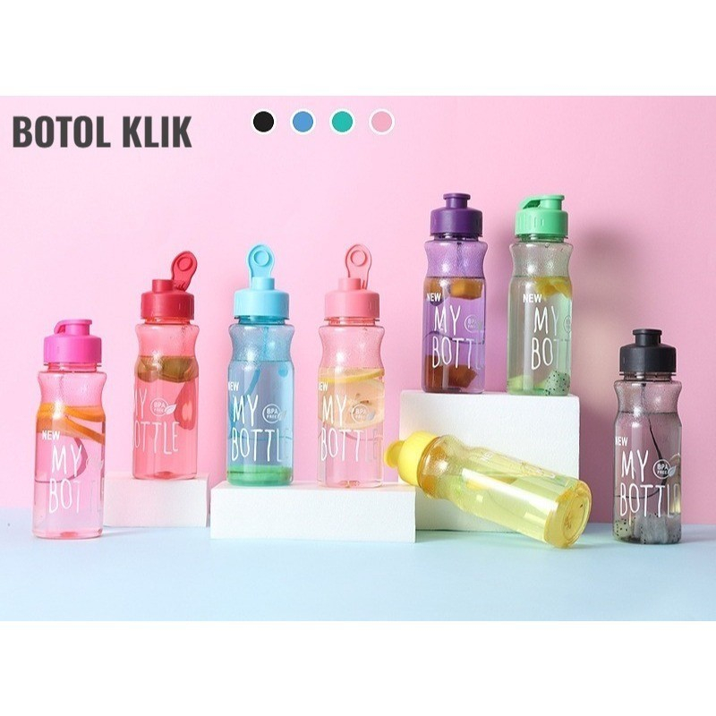 Jual BOTOL MINUM MY BOTTLE TUTUP KLIK FULL TRANSPARAN WARNA / BOTOL ...