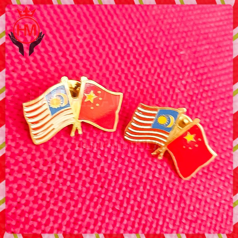 Jual Cross Flag Pin Bendera Persahabatan Malaysia dan China - Flag Pin ...