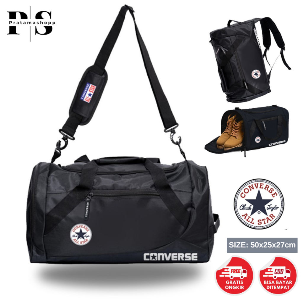 Jual TRAVEL BAG DUFFEL CONVERSE PRIA WANITA TAS TRAVEL BESAR ANTI AIR ...