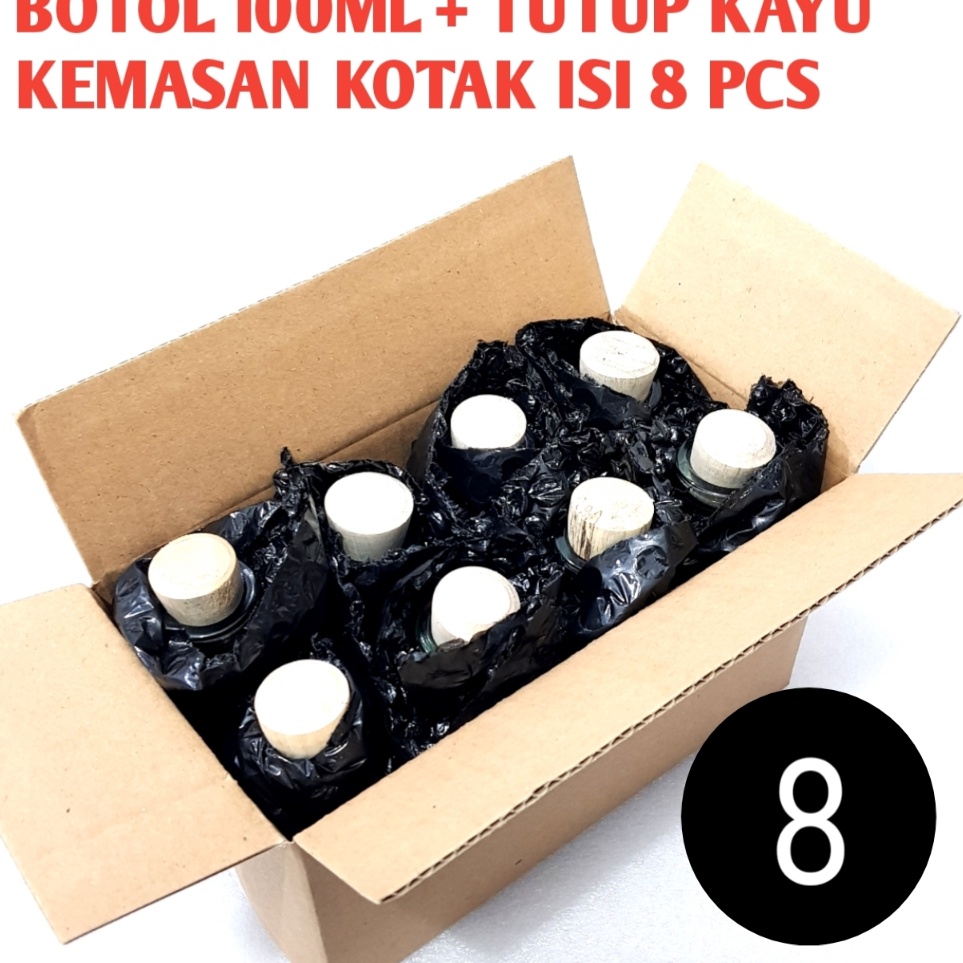 Jual 8 PCS BOTOL ASI KACA TUTUP KAYU BOTOL SOUVENIR KACA BOTOL HIASAN ...