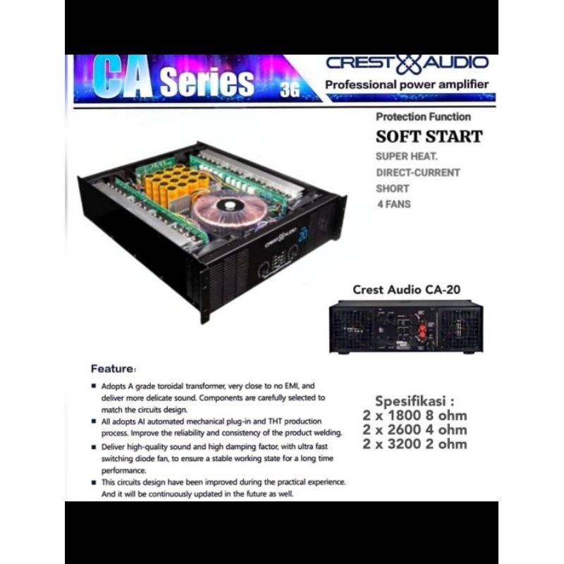 Jual POWER AMPLIFIER CREST AUDIO CA20/CA 20 BODY PANJANG | Shopee Indonesia