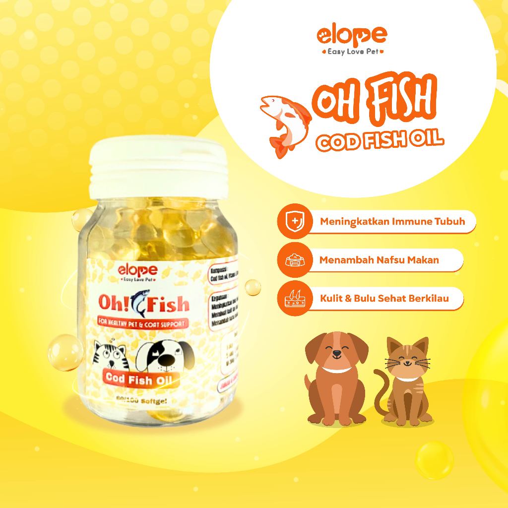Jual ELOPE Oh Fish Cod Oil Minyak Ikan Vitamin Bulu Hewan Kucing Anjing ...