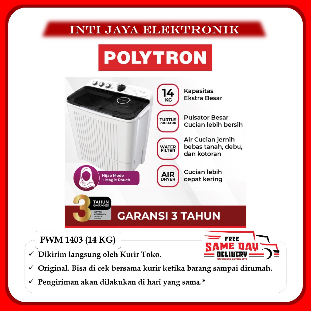 Jual MESIN CUCI POLYTRON 14 KG PRIMADONA GIANT DUA TABUNG PWM 1403 14KG ...