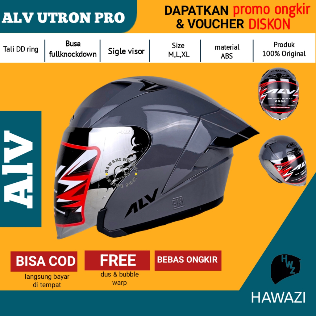 Jual HELM AlV ULTRON PRO GREY GLOSSY | HELM HALF FACE | Shopee Indonesia