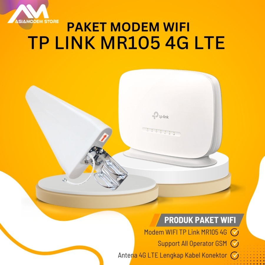 Jual Paket Router Modem Wifi 4G LTE TPLink MR105 Lengkap Antena Yagi ...