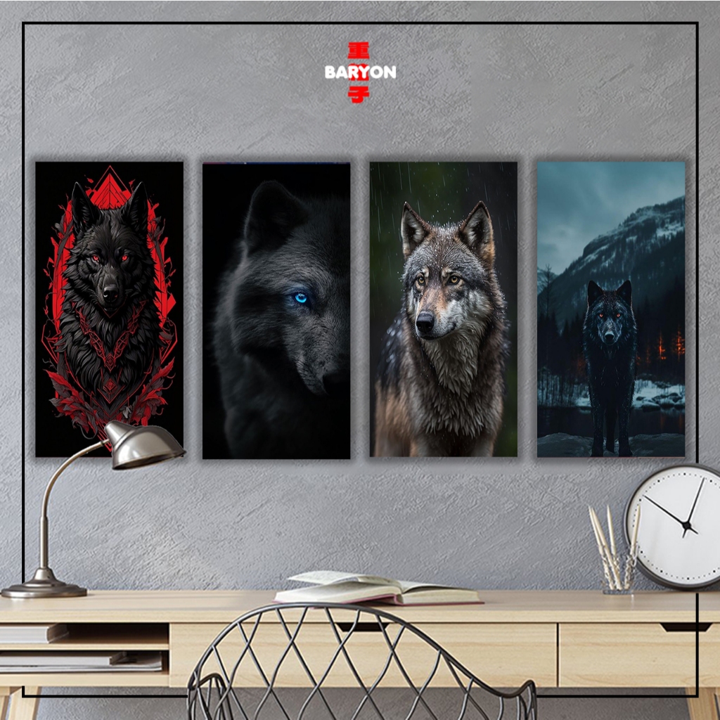 Jual BARYON Hiasan Kamar WOLF SERIGALA Pajangan Poster Kayu Wall Decor ...