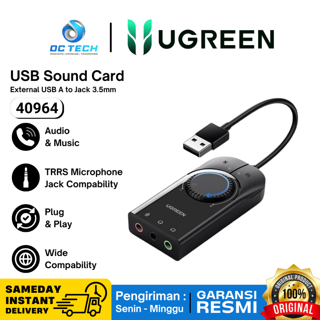 Jual UGREEN 40964 USB External Soundcard Stereo Sound Audio Adapter 3 ...