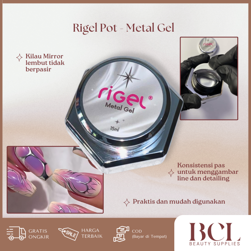 Jual Rigel Pot Metal Gel 15ml / Efek Metalic Kuku | Shopee Indonesia