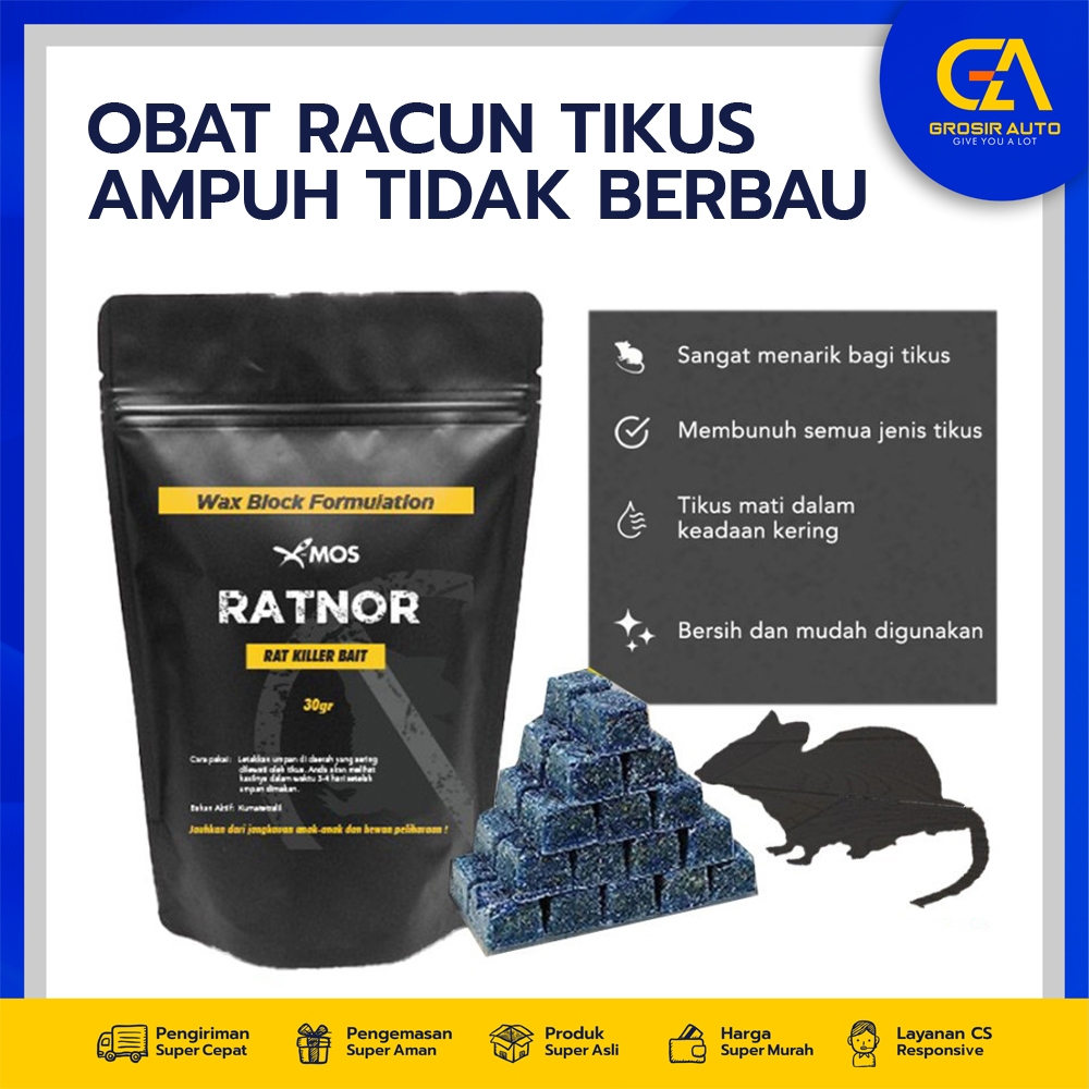 Jual Racun Tikus Obat Umpan Basmi Tikus Mobil Tidak Bebau Ratnor 30gram ...