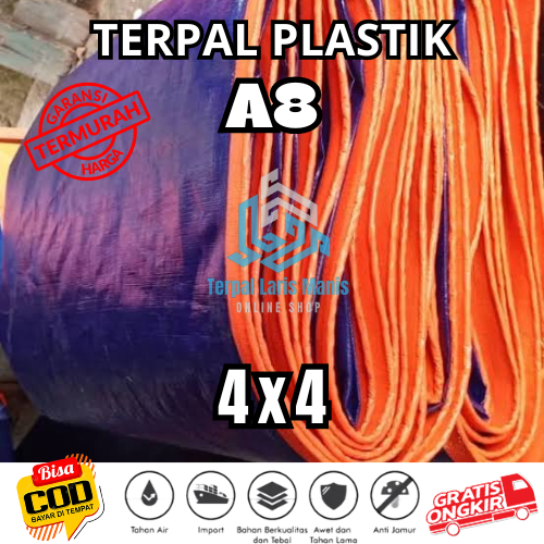 Jual Terpal A8 4x4 Meter Plastik Tebal Lipat Meteran Lembaran Korea Biru Murah Untuk Tenda Kolam ...