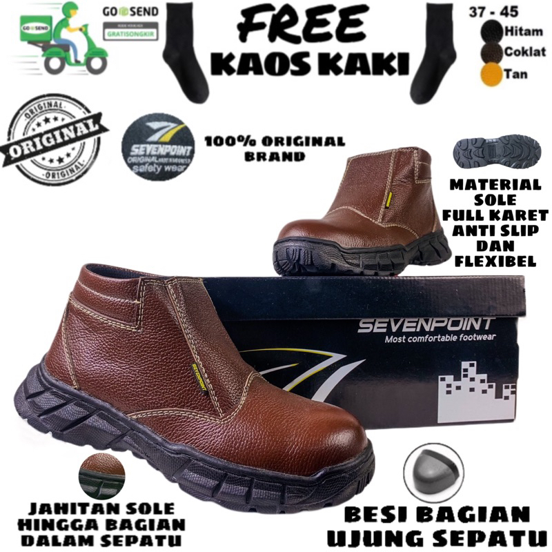 Jual Sepatu Safety seven point Slip On Kulit Sapi Asli Original Septi ...