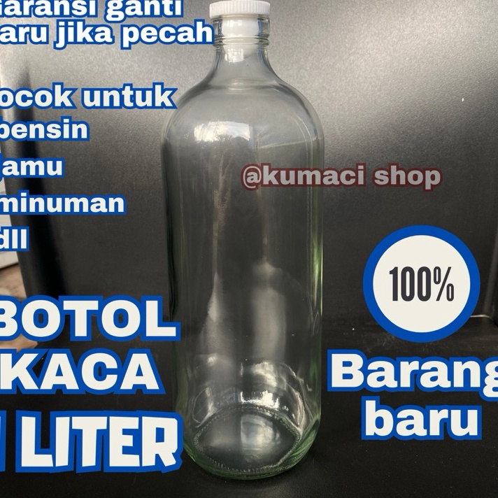 Jual Terbaru 33 BOTOL KACA 1 liter 1 botol baru botol bensin botol jamu ...