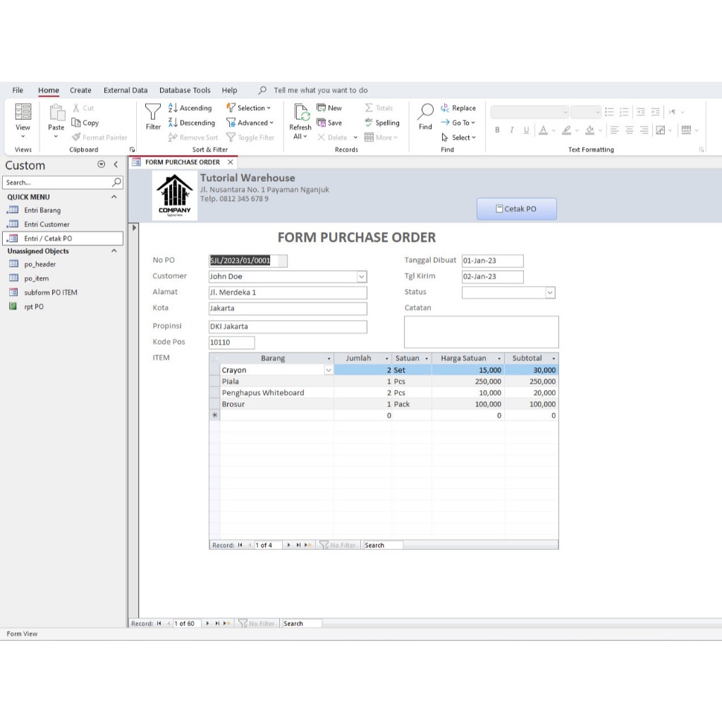 Jual Aplikasi Pembuatan Purchase Order (PO) di Microsoft Access ...