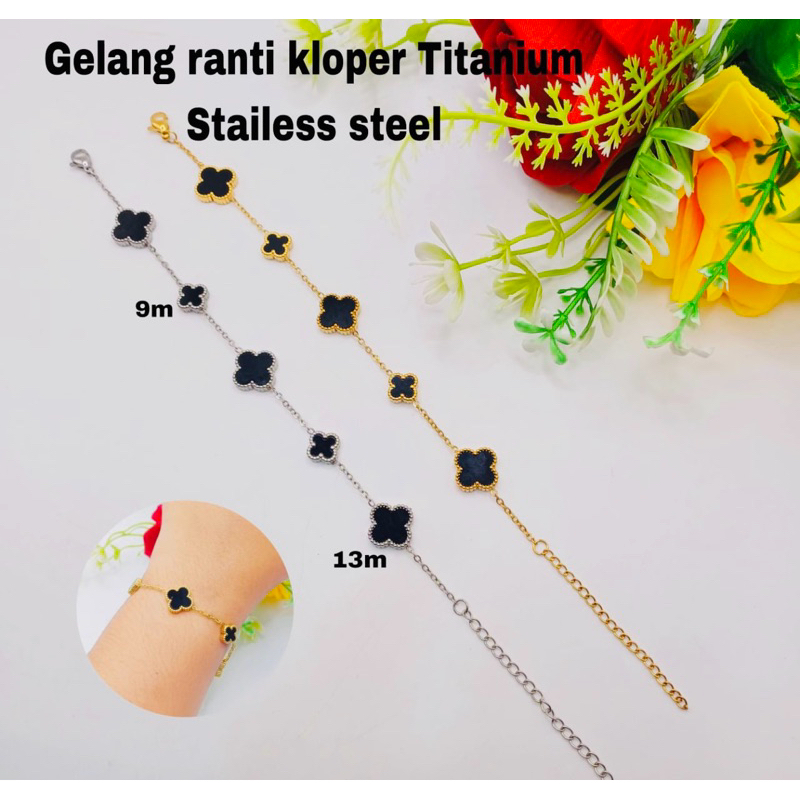 Jual Gelang tangan bunga rantai clover titanium korean | Shopee Indonesia