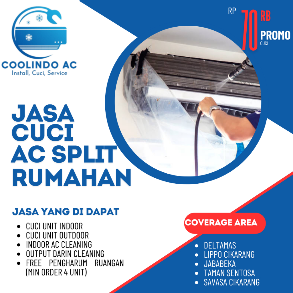 Jual Jasa Cuci AC Split 1/2-1PK Anti Bakteri indoor dan outdoor ...