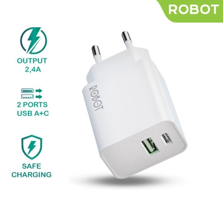 Jual Kepala charger adaptor usb fast charging dual usb robot RT-K8 plus | Shopee Indonesia